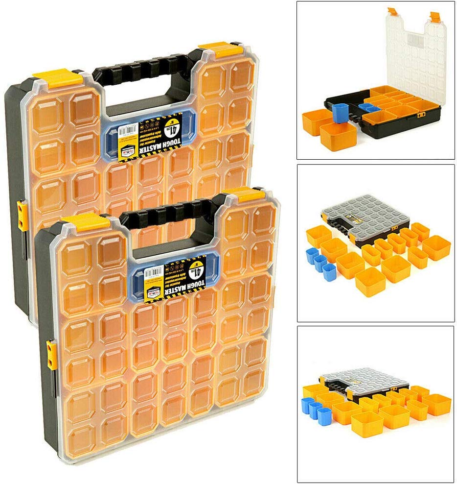 Tough Master Pro Tool Organiser 15 Storage Compartments Plastic Carry ...